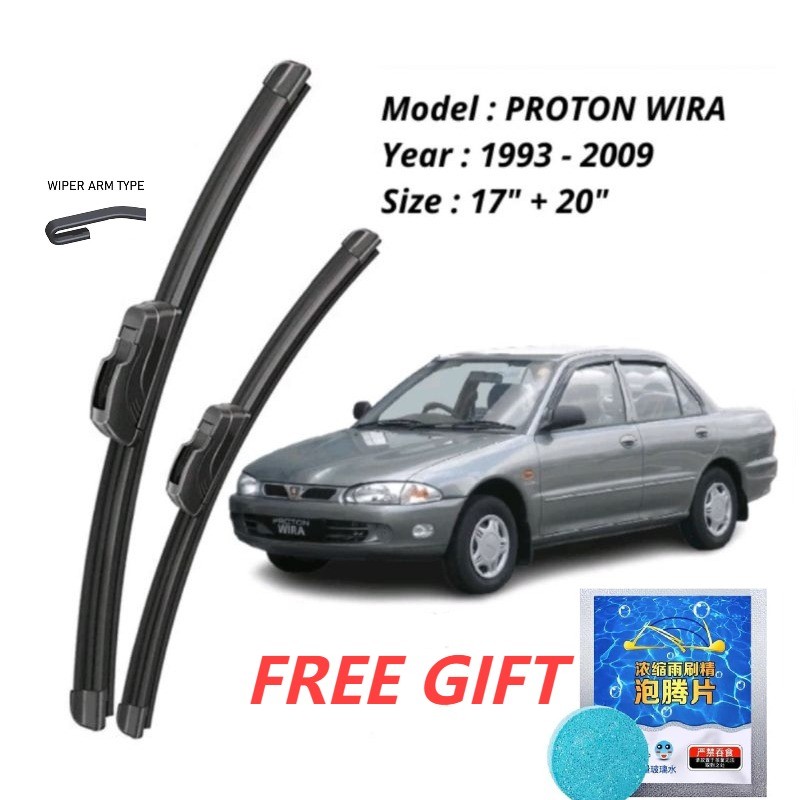 PROTON WIRA SATRIA PUTRA 17 X 20 SILICONE RUBBER WIPER BLADE JAPAN TECHNOLOGY WINDSCREEN CUCI ...