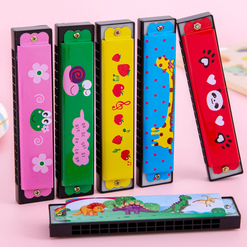 Children Metal Harmonica 16-Hole Double Row Playing Musical Instrument ...