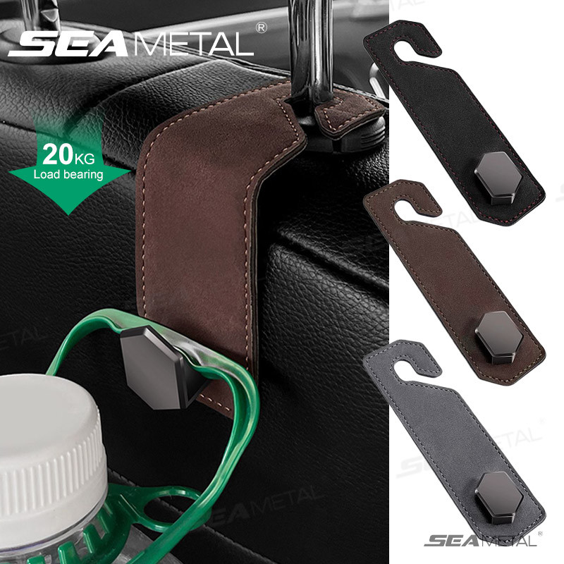 SEAMETAL Car Seat Headrest Hook Universal Hidden Car Hook Suede Metal ...