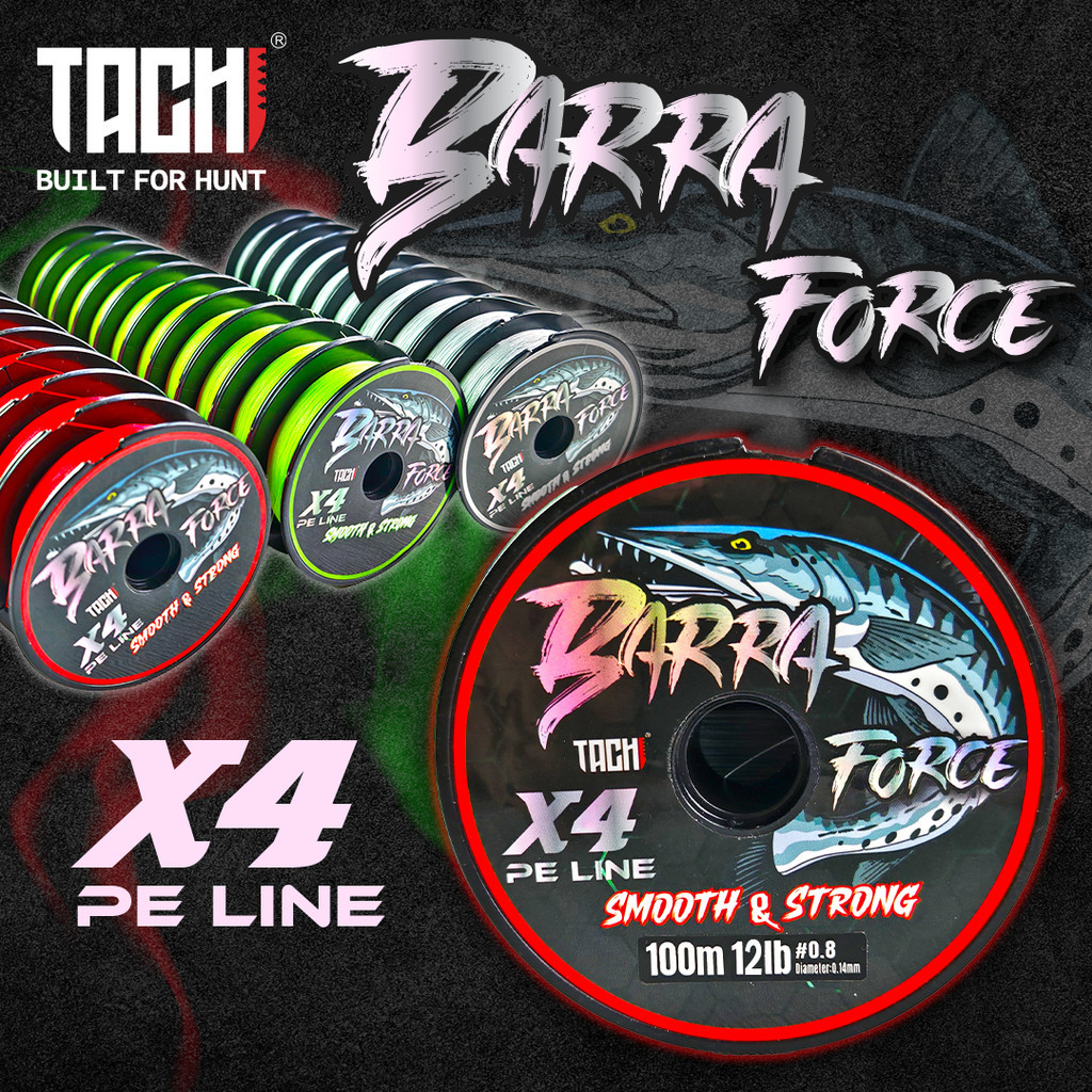 TACHI BARRA FORCE PE 4X Braided Line 100M 6-60lbs Ultra Strong Fishing ...