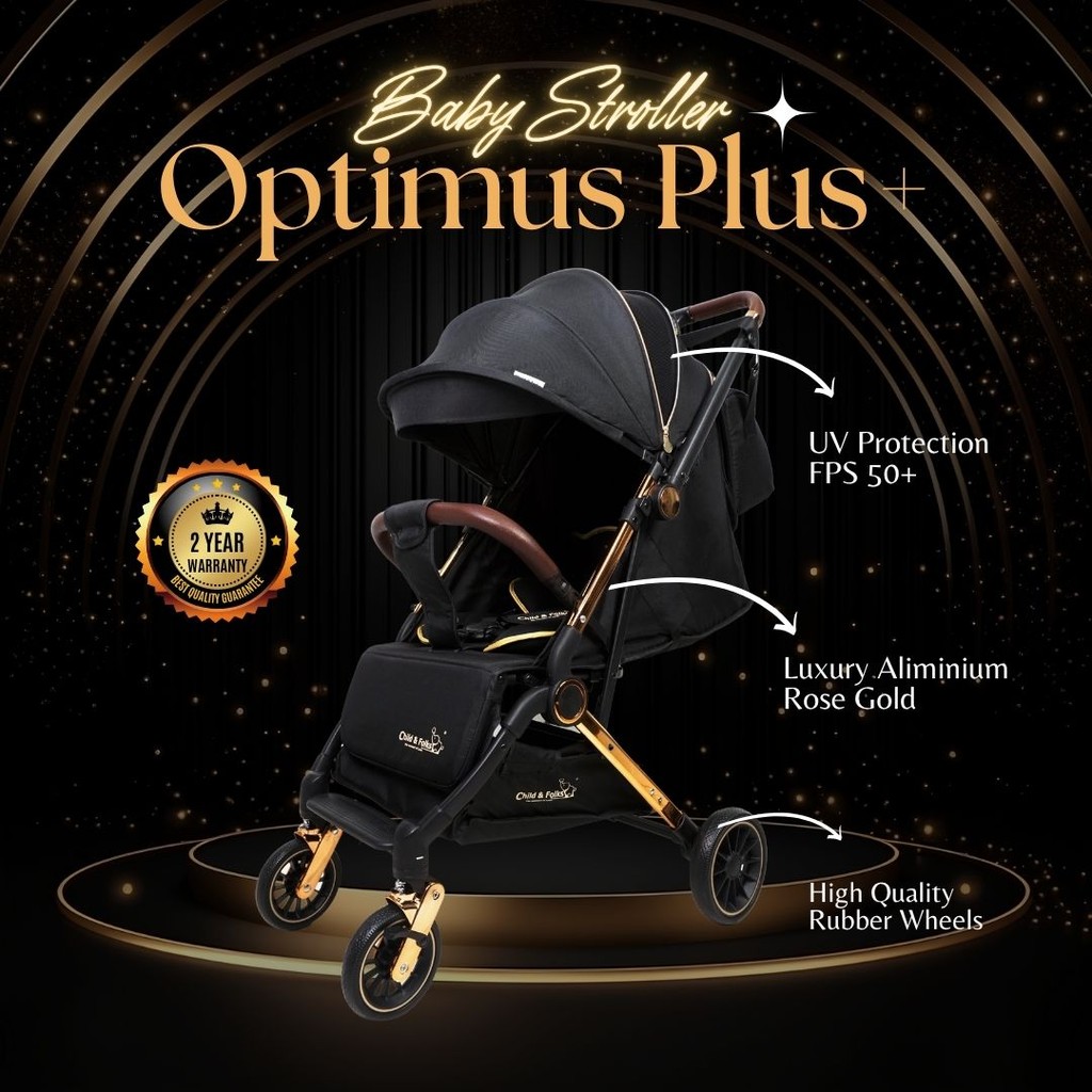 【Optimus Plus】Luxury Exclusive Baby Stroller Two Way Adjustable Leather ...