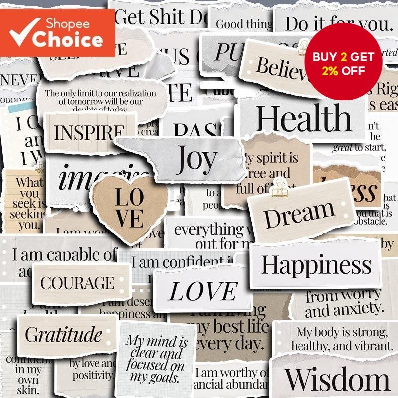 60pcs English Tearing Paper Stickers Diy Computer Laptop Washi ...