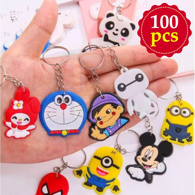 (Bundle 100PCS) Cute Cartoon Character Key Chain | Adorable PVC Key ...