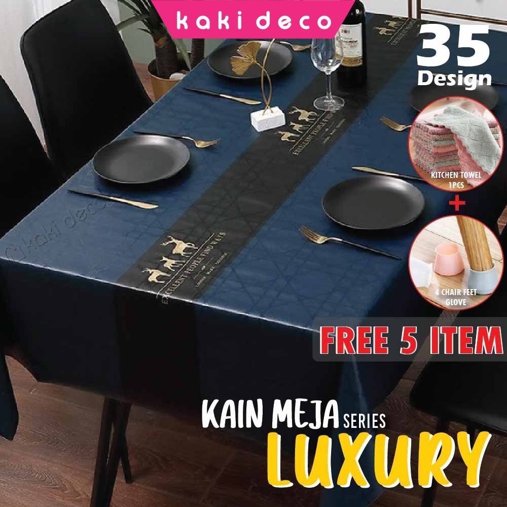KakiDeco LUXURY ⭐ PVC Table Cloth Water Proof Table Cover Kain Meja ...
