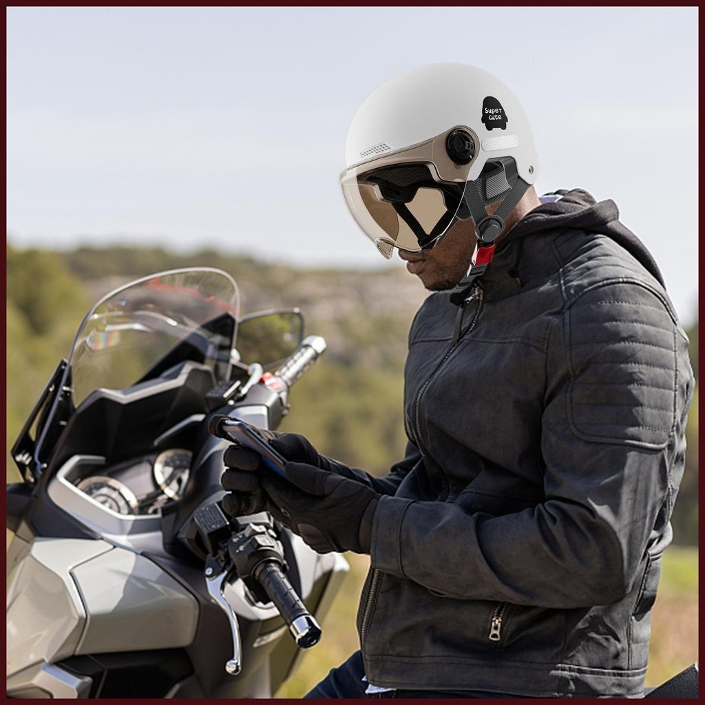 Open Face Motorcycle Safety Hat Adult Motorbike Hard Hat Open Face Sun ...