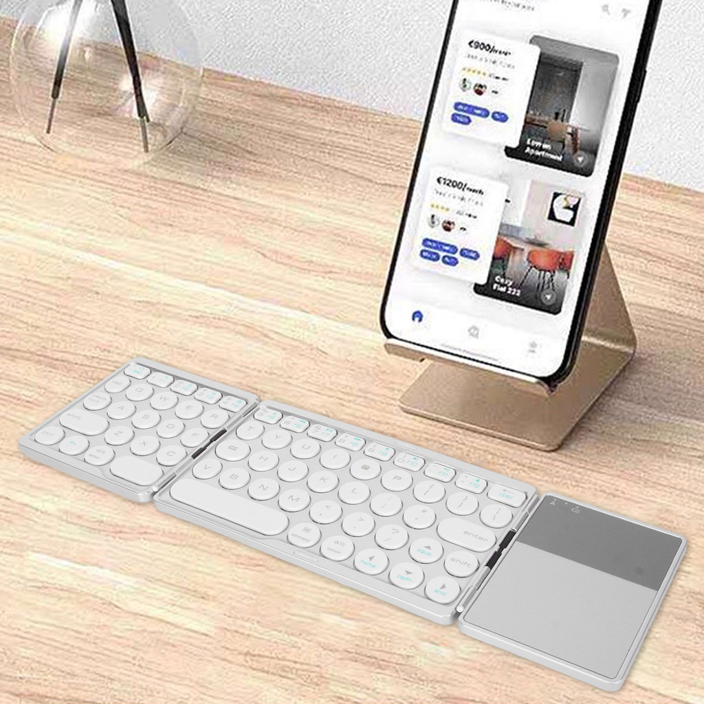 Round Key Bluetooth Foldable Keyboard With Touchpad Universal 140mAh ...