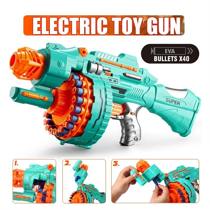 Electric Gatling Continuous Soft Bullet Gun Boy Toy GunEVASoft Bullet ...