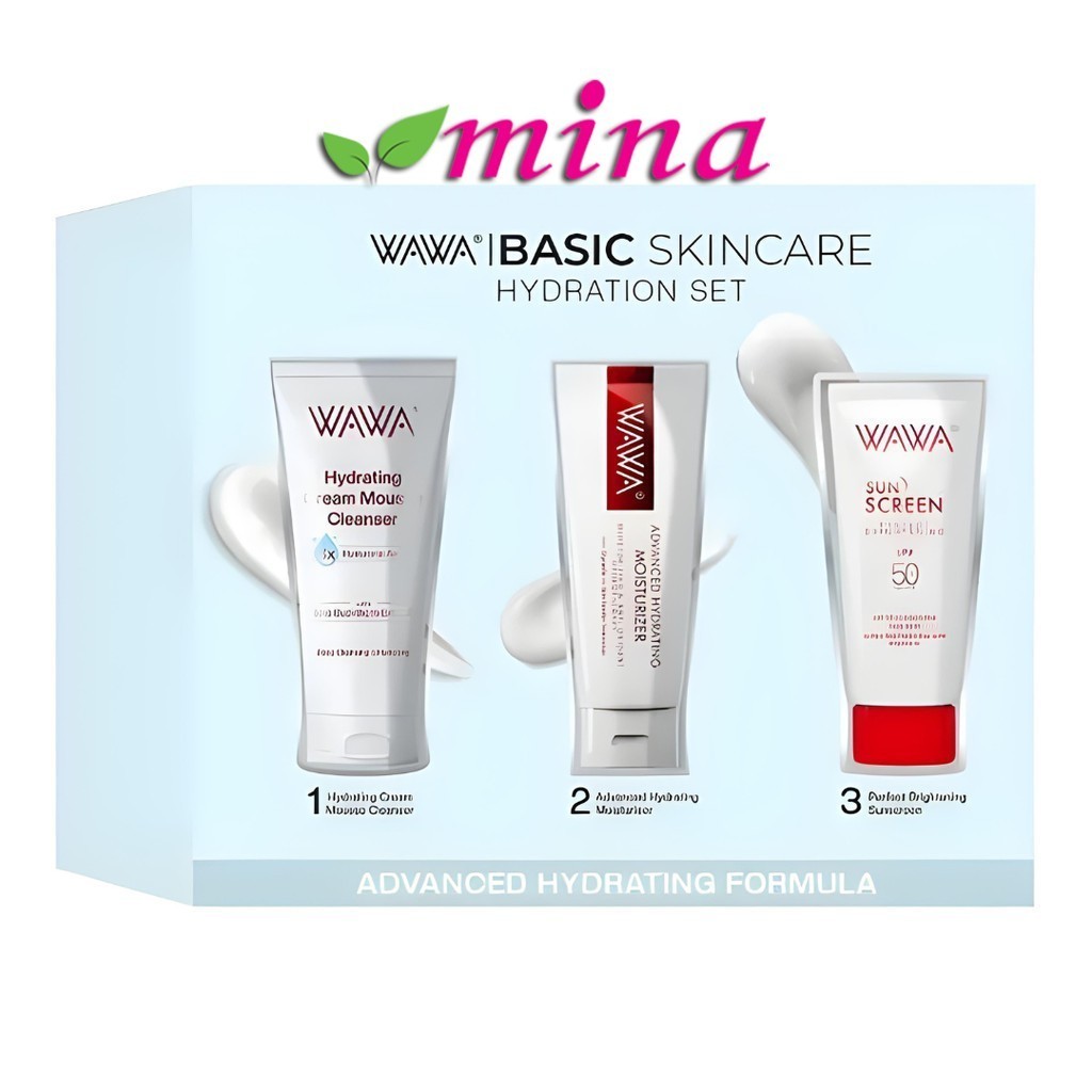 WAWA Set 3in1 Basic Skincare Hydration set Mousse Cleanser Moisturizer ...