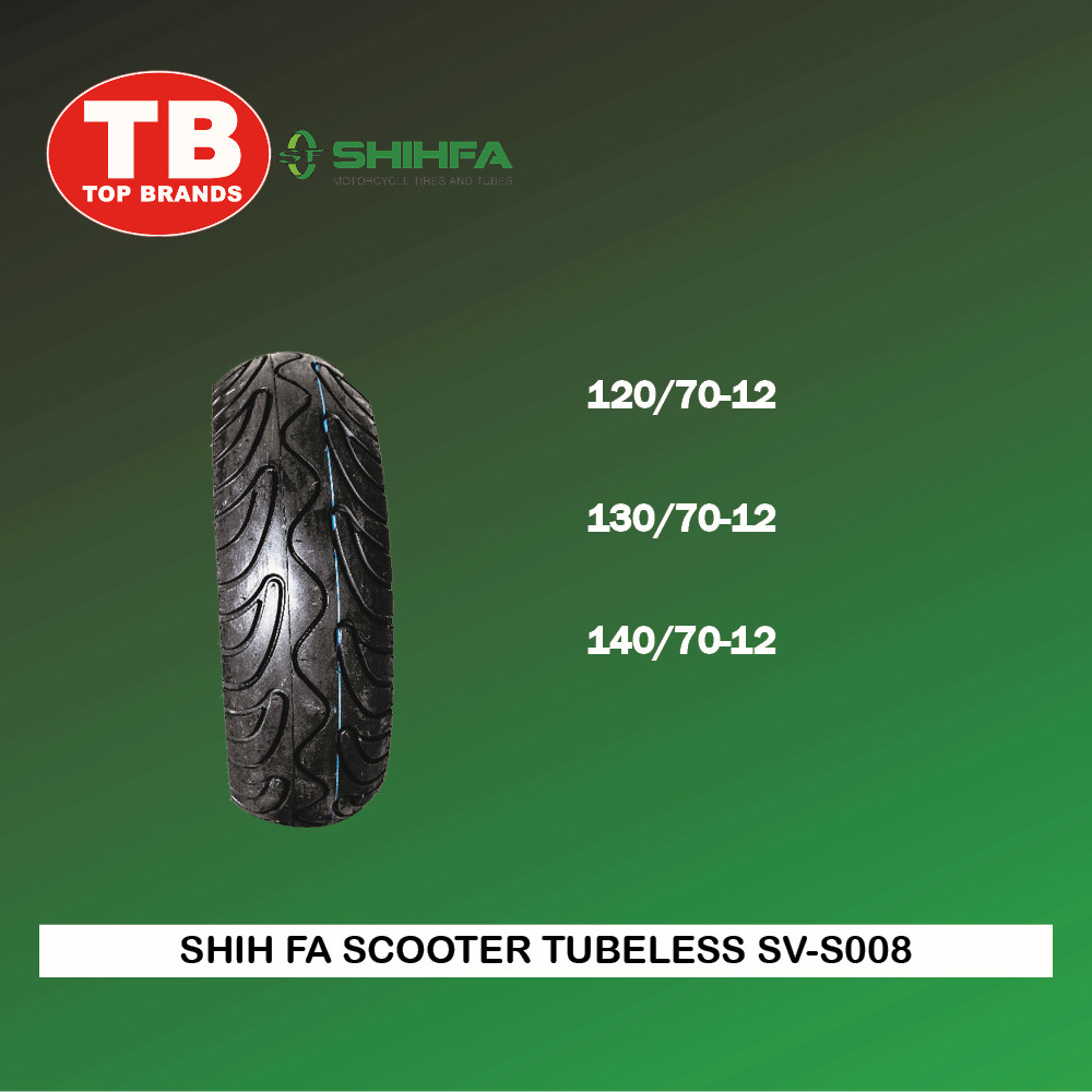 Shih Fa Tubeless Tire SV-S008 w/SEALANT & PITO [110/70-12 120/70-12 130 ...