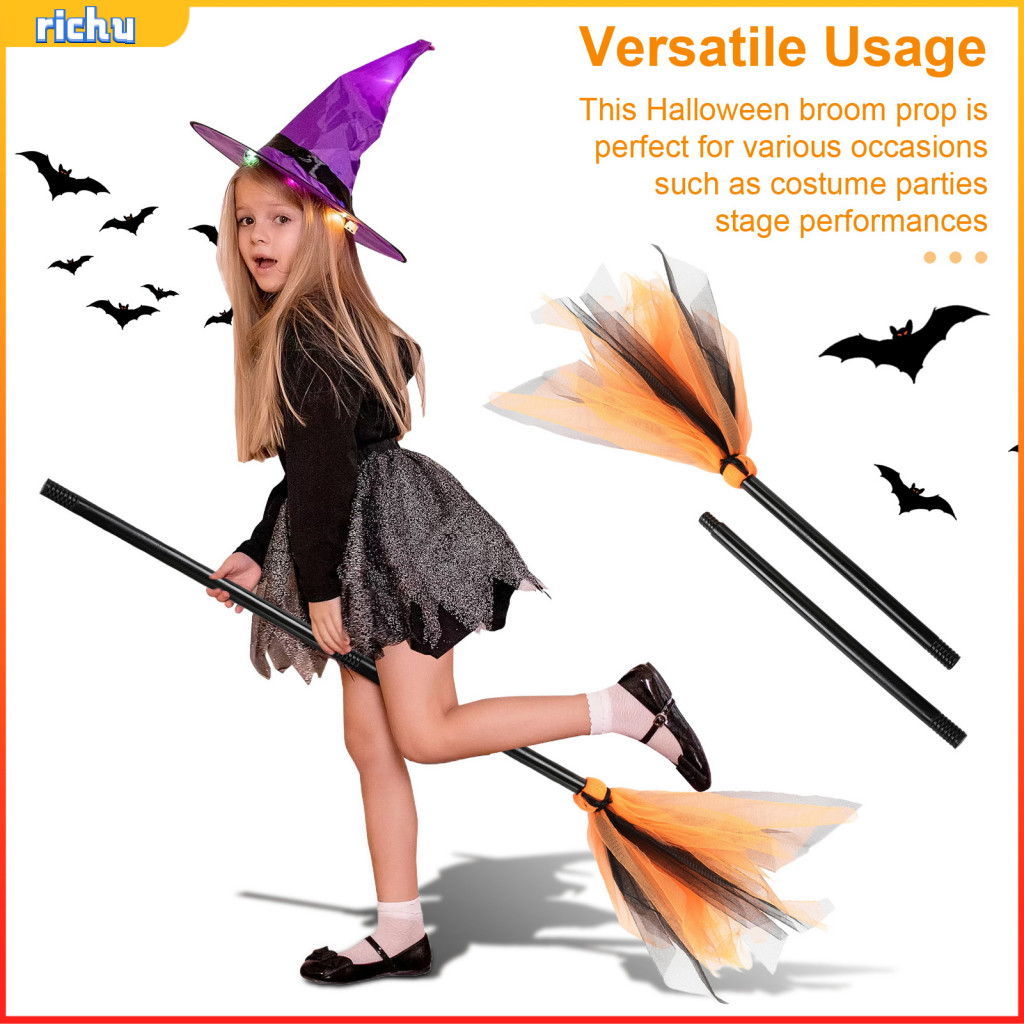 [Richu] Cosplay Witch Accessory Witch Broom Halloween Prop Realistic ...