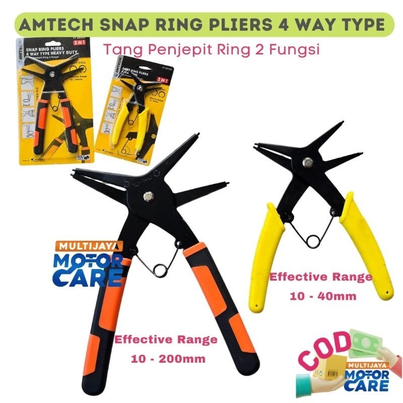 Amtech Pliers Snap Ring Pliers 4 Way Straight Clamp Pliers Open Close 2 ...
