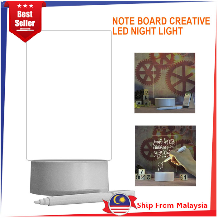 USB 3D Note Board Lamp with Erasable Pen Led Night Light Desktop ...