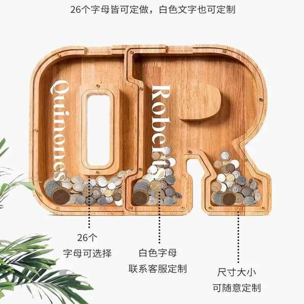 tabung kayu tabung duit Perhiasan surat kayu kreatif, celengan kreatif ...