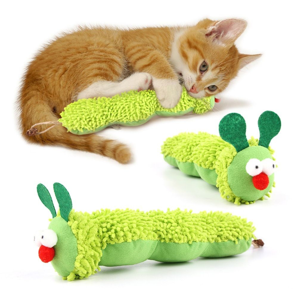 Mainan kucing catnip ulat mewah boneka bantal dengan buah hempedu ...