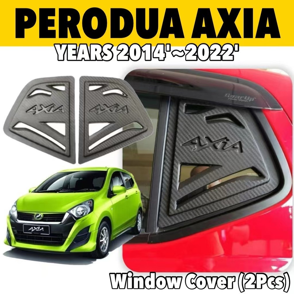 2Pcs Perodua Axia ( Years 2014-2022 ) Window Cover 3D Carbon Fibre Door ...