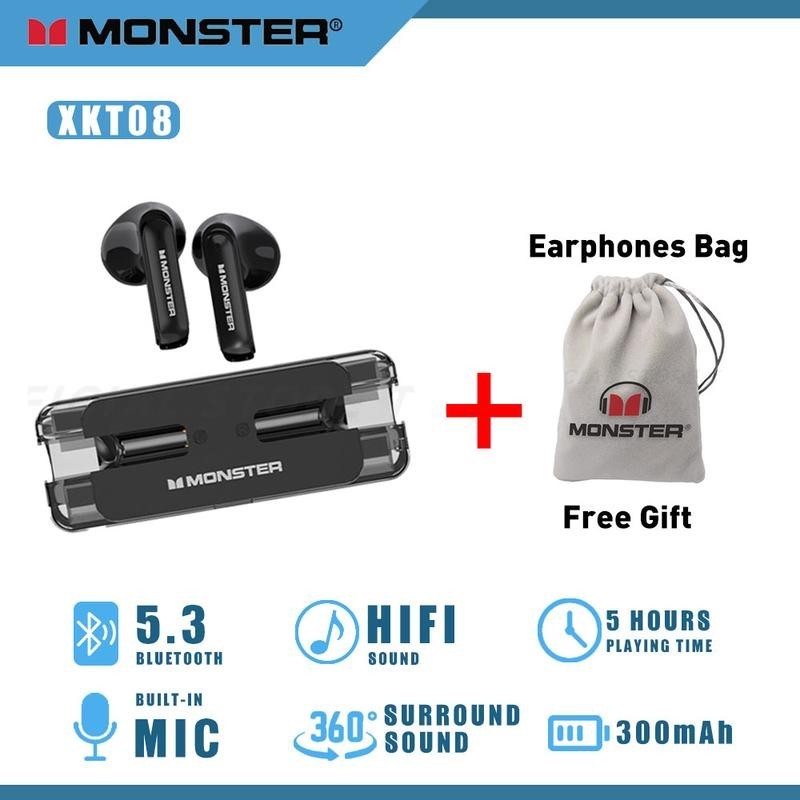 Original Monster XKT08 Headphones Low Latency Game Mode Headset Ture ...