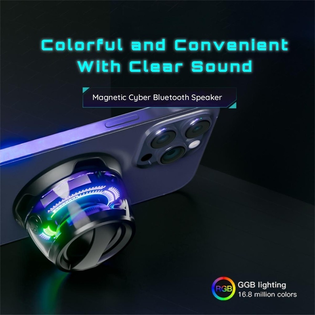 Magnetic Bluetooth Speaker RGB Mini Portable Speakers Phone Holder Ring ...