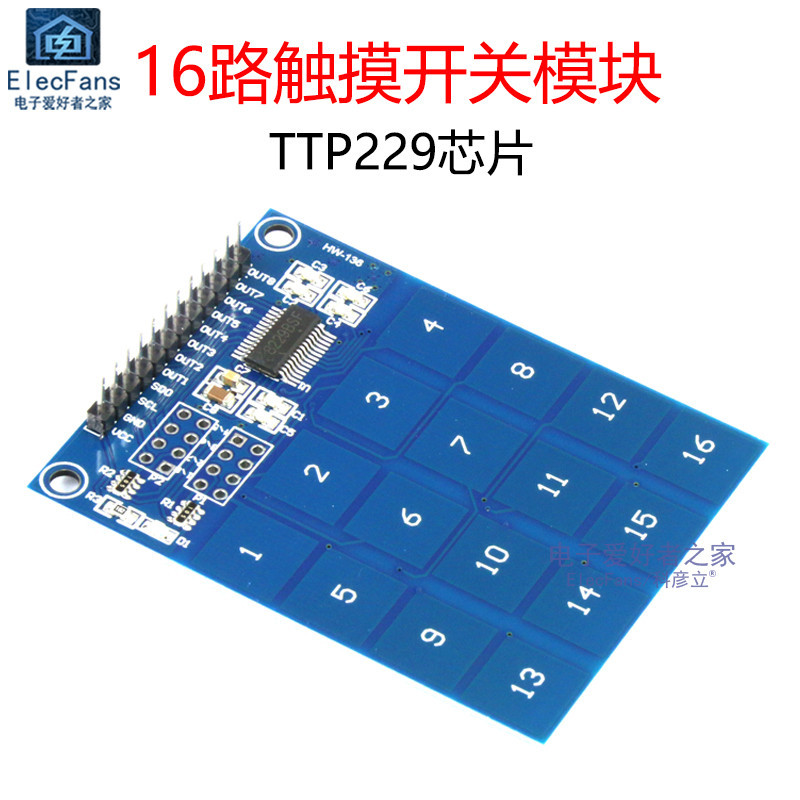 Ttp229 Chip 16-Channel Touch Switch Module Capacitive Finger Touch Button Sensor Circuit Board ...