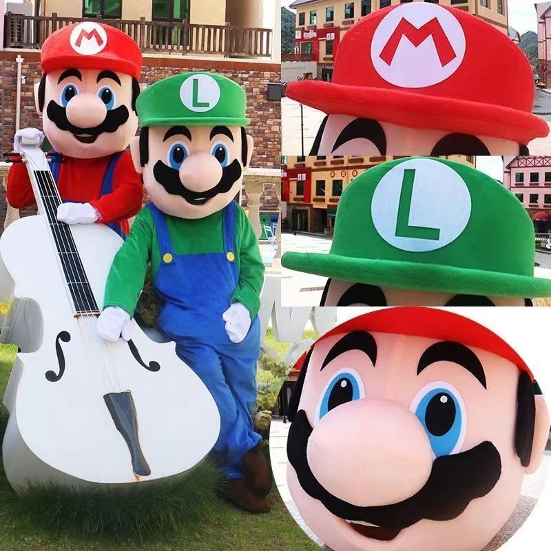 Influencer Mario Super Mario Cartoon Doll Costume Adult Walking Opening ...
