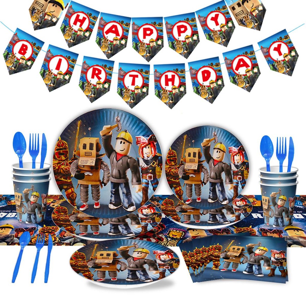 ParteeTime Kids Roblox Birthday Theme Decorations Party Balloon Banners ...