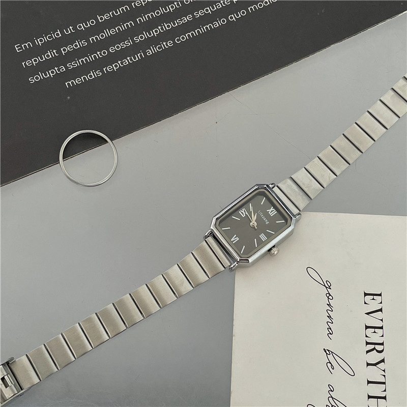 Women Watch Rectangle Roman Numeral Dial Retro Watches Alloy Strap Girl ...