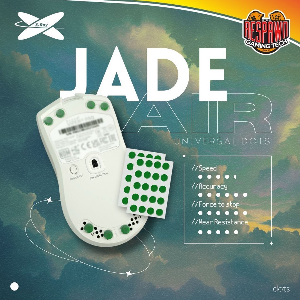 Xraypad Jade Air DIY Mouse Skates – Universal Dots/Donuts (green dots ...
