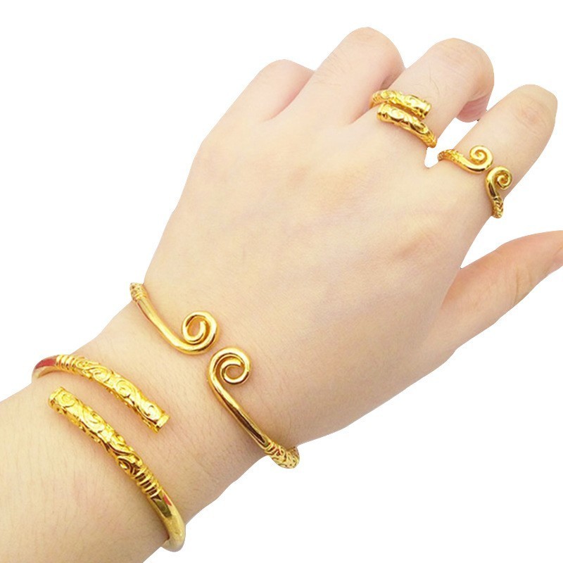 Black Myth Sun Wukong Hoop Bracelet Simple Copper-Plated Gold Open ...