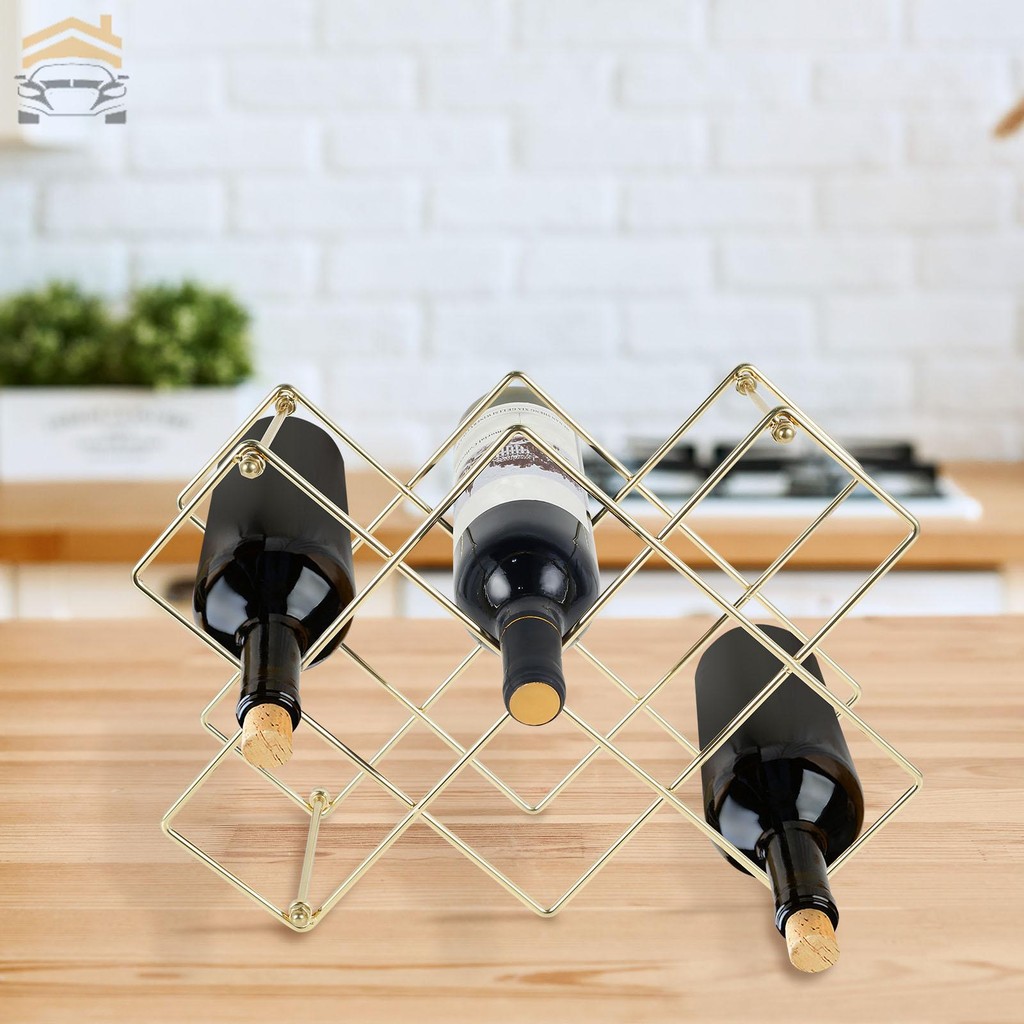 8 Bottle Countertop Wine Rack Metal Tabletop Wine Holder Honeycomb Wine ...
