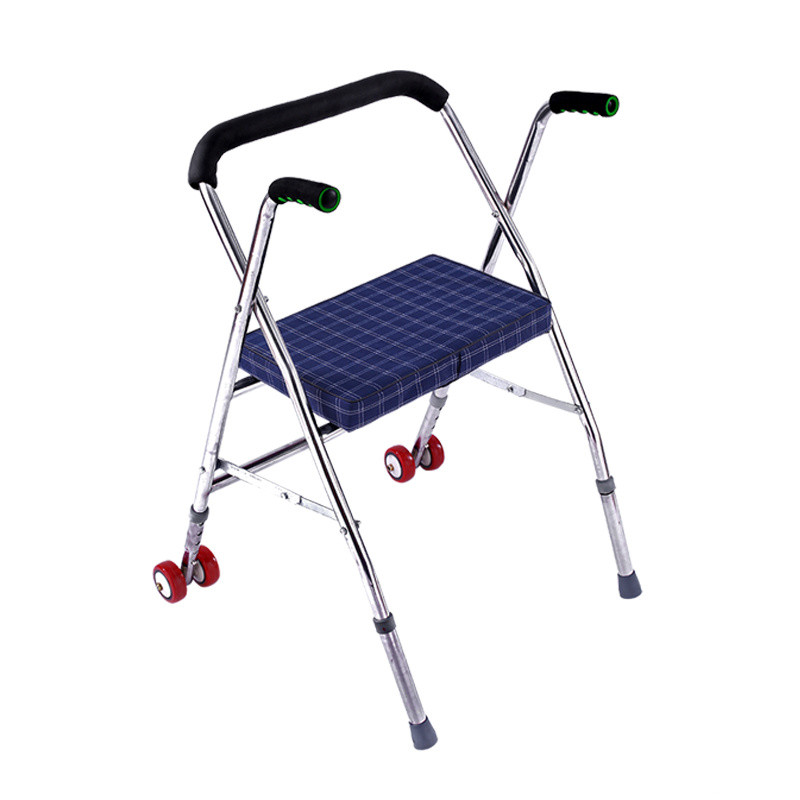 Elderly Walker with Wheels and Seat Elderly Four-Leg Crutch Stool ...
