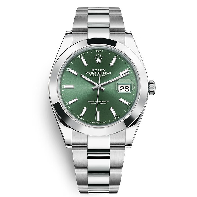R ROLEX Watch Diary Men's Watch Calendar Fashion Green Disc Steel Band ...