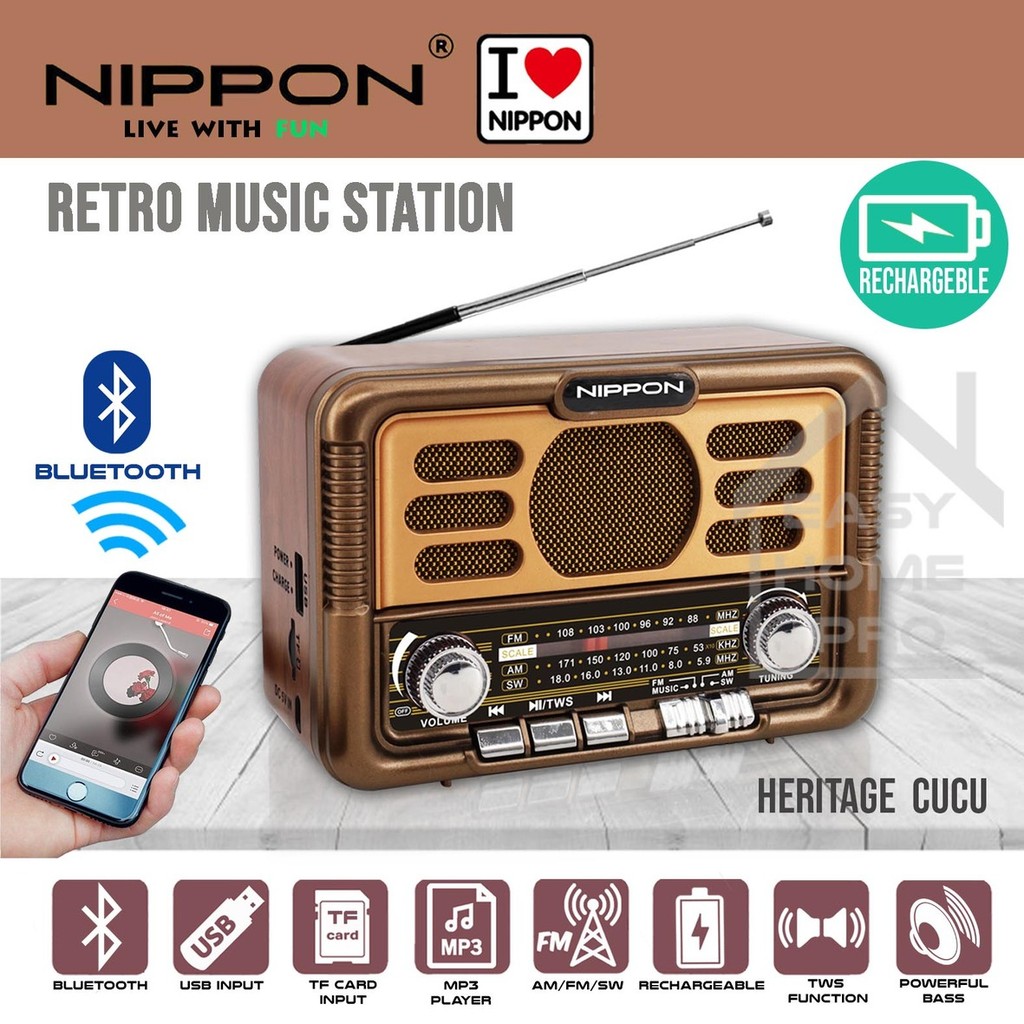 NIPPON CUCU FM/MW/SW 3 BAND PORTABLE RADIO RECHARGEABLE MULTIBAND RADIO ...