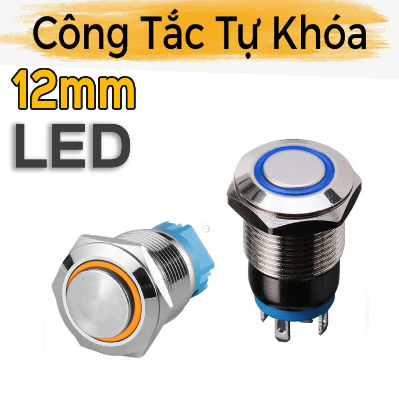 12mm Self-Locking Push Switch, on/off Push Button with Led Light, (5V ...