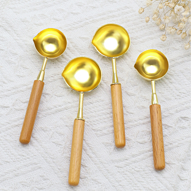 Sealing Wax Spoon Anti-Hot Wood Handle Retro Wax Stamping Spoons Fire ...