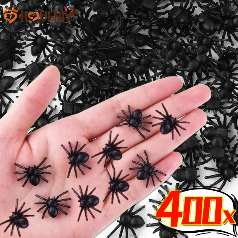 200/50PCS Halloween Horror Mini Spider - Black Plastic Spiders ...
