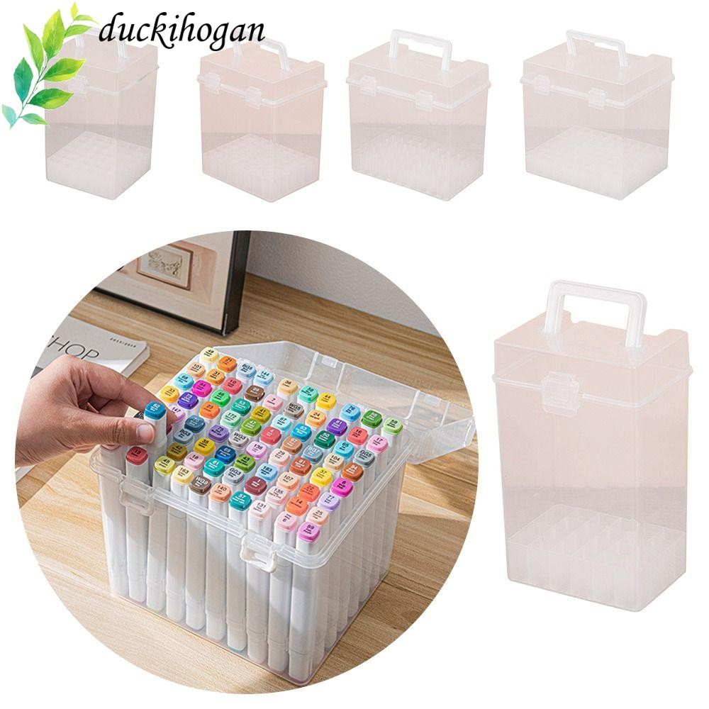 DUCKIHOGAN Marker Pen Organizer, Plastic Transparent Marker Storage Box ...