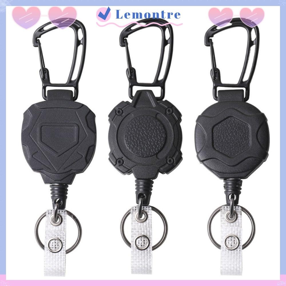 LEMONTRE Key Chains, Retractable Elastic Pull Rope Pull Reel Carabiner ...