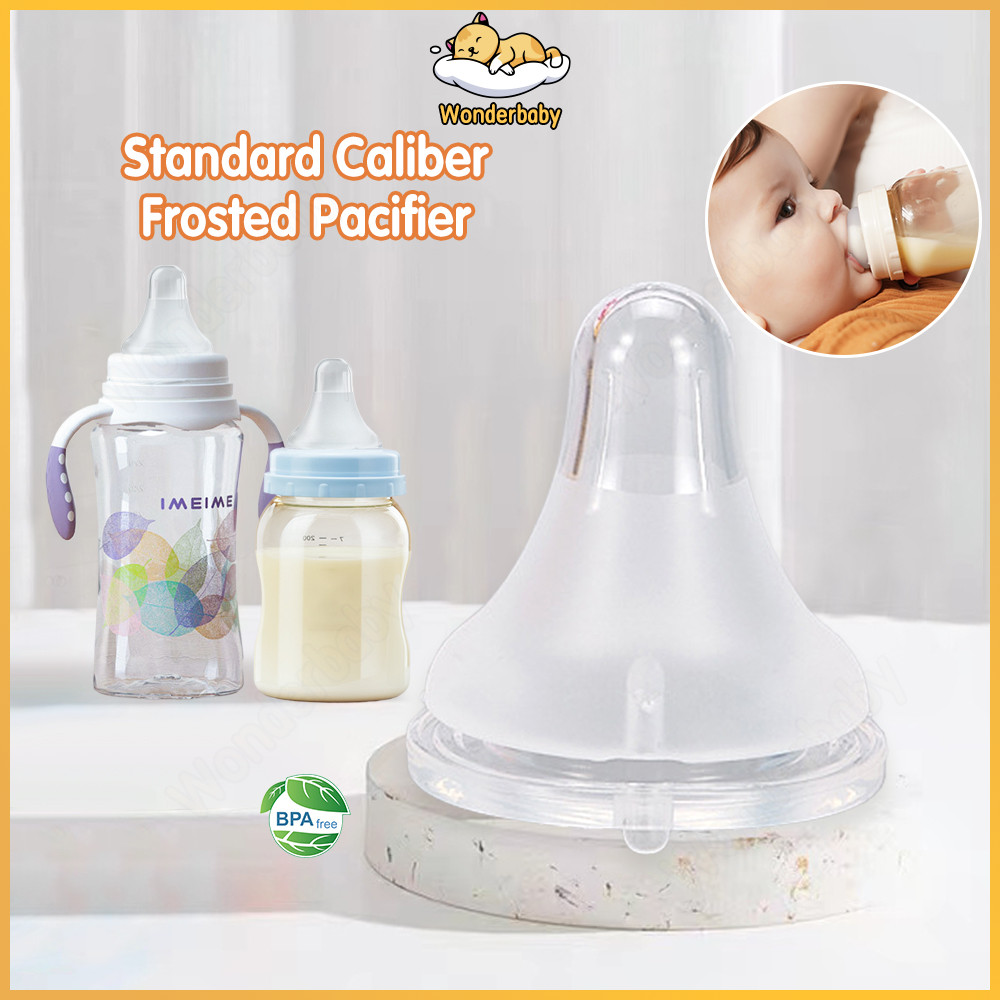 Wonderbaby 3.8CM Puting Baby Slim Neck Frosted Teat Food Grade Silicone Puting Botol Susu ...