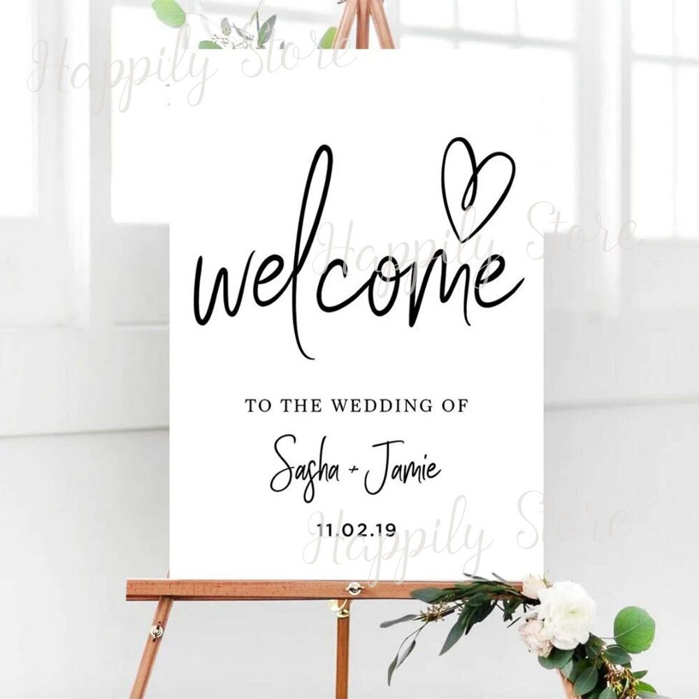 Custom Wedding Welcome Sign Stickers Personalized Name Decals ...