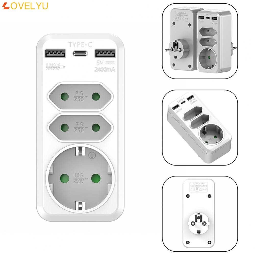 Multiple Socket Flip Cover Design Lightweight 2 USB-A Ports Child Lock ...