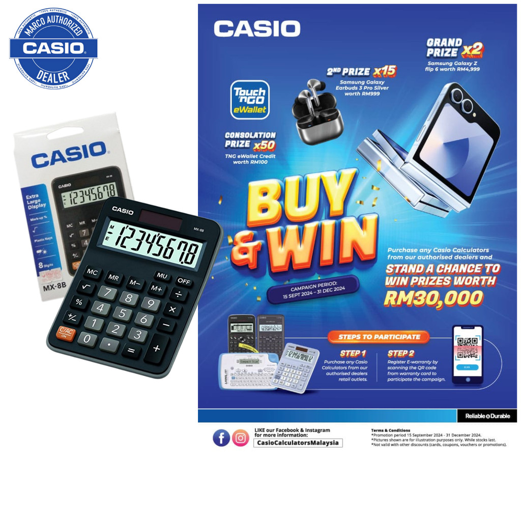 🔥READY STOCK🔥 Casio MX-8B Two-Way Powered Mini Desk Calculator (1 years ...