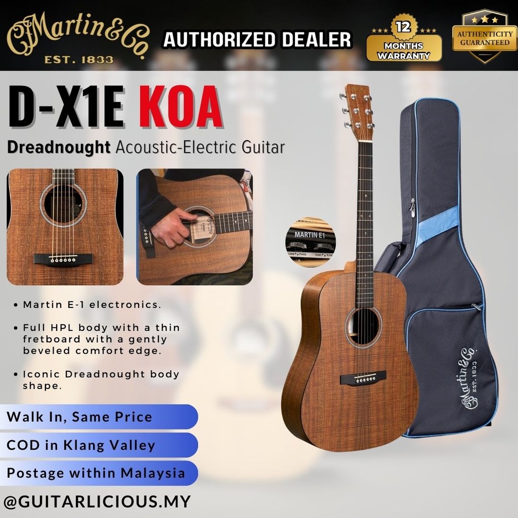 Martin D-X1E KOA Remastered X Series Dreadnought Acoustic-Electric ...