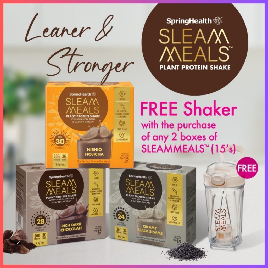 SPRINGHEALTH SLEAM MEALS PLANT PROTEIN- CHOCOLATE BLACK SESAME HOUJICHA ...
