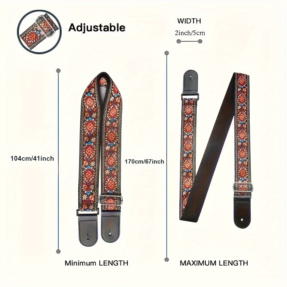 Extended Guitar Strap, Premium Guitar Embroidered Strap UK Strap ...