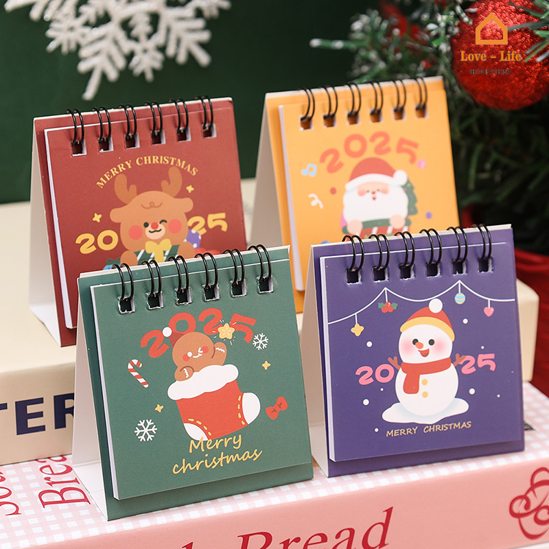 4 Pcs Portable Triangle Folding Mini Standing Cartoon Xmas Calendar ...
