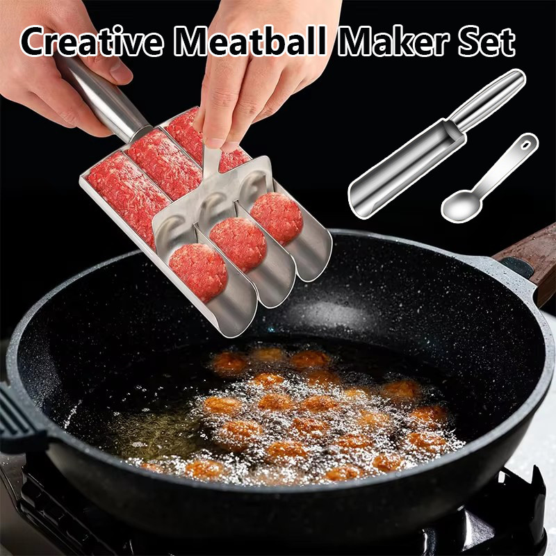 Stainless Steel Meatball Maker Kitchen Meatball Scoop Ball Maker Triple ...
