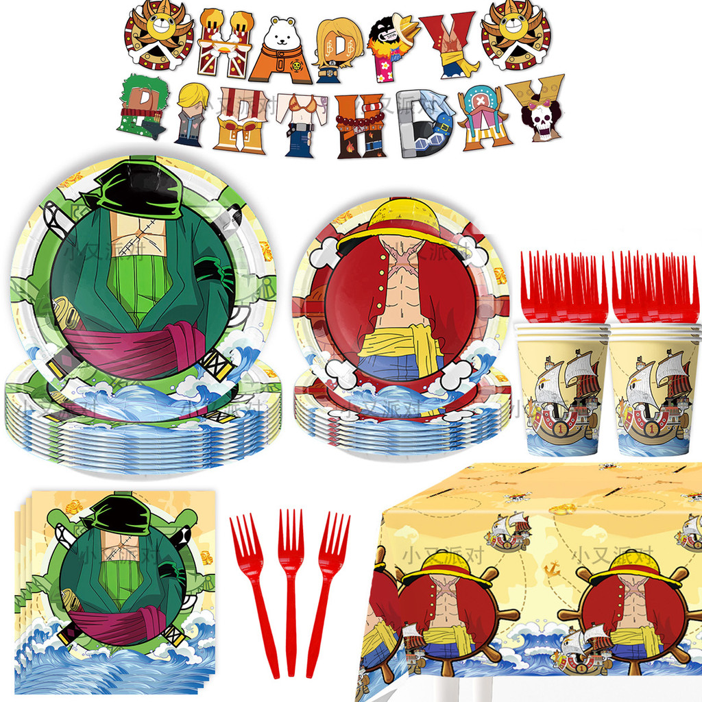 One Piece Anime Theme Party Decoration Pirate Monkey D. Luffy Roronoa ...