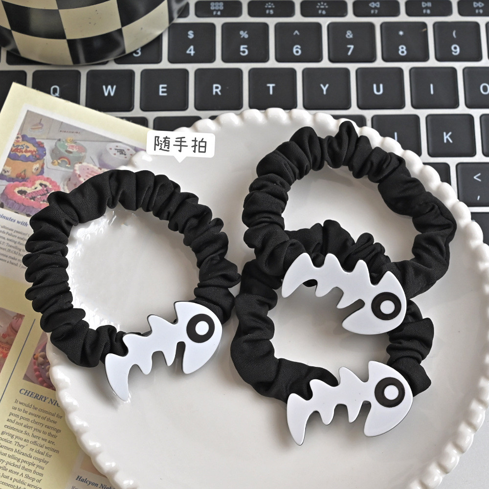 Cute Fishbone Hair Ring Sweet ins Style High Elasticity Small Intestine ...
