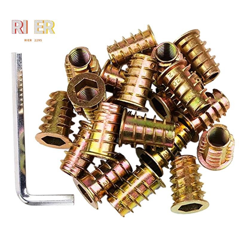 100Pcs M6 x 15mm Furniture Screw in Nut Threaded Wood Inserts Bolt ...