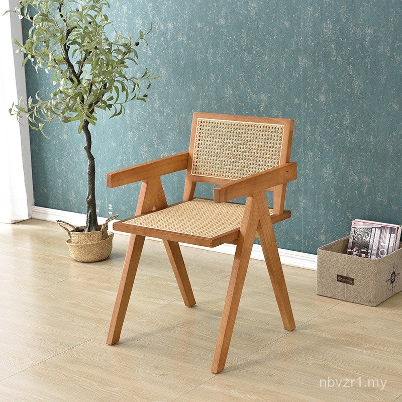 Kerusi Makan Gaya Rotan Wabi-Sabi Kegunaan Rumah Sandaran Kayu Pejal ...
