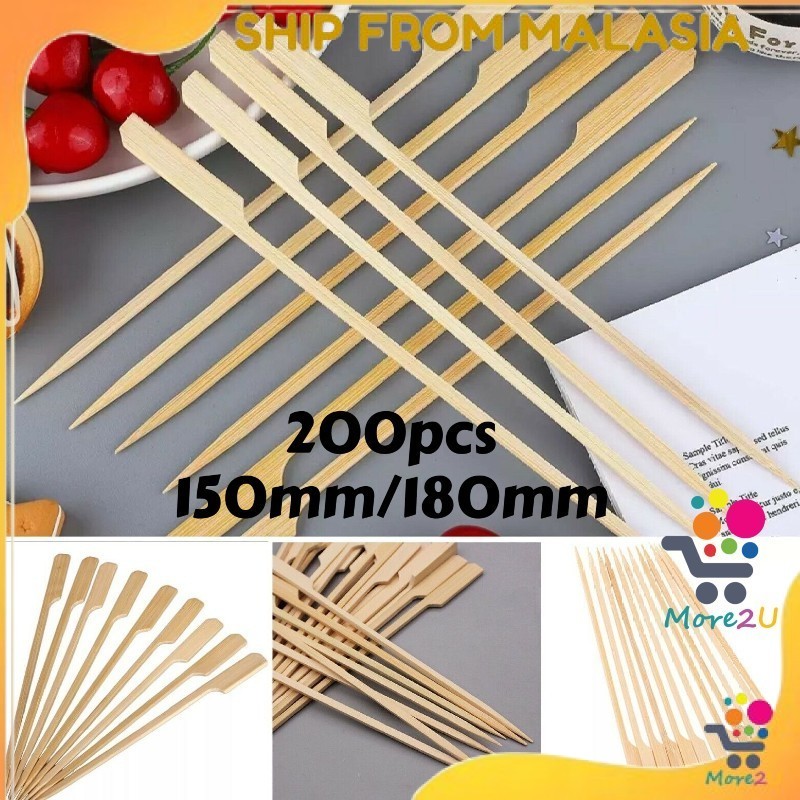 [200pcs] LIDI Sate Bambu Makanan Tongkat Buluh / Oden Skewer Stick ...